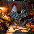 2026 New Colorful 3D Metal Rooster Garden Statue Farmhouse Outdoor Yard ...