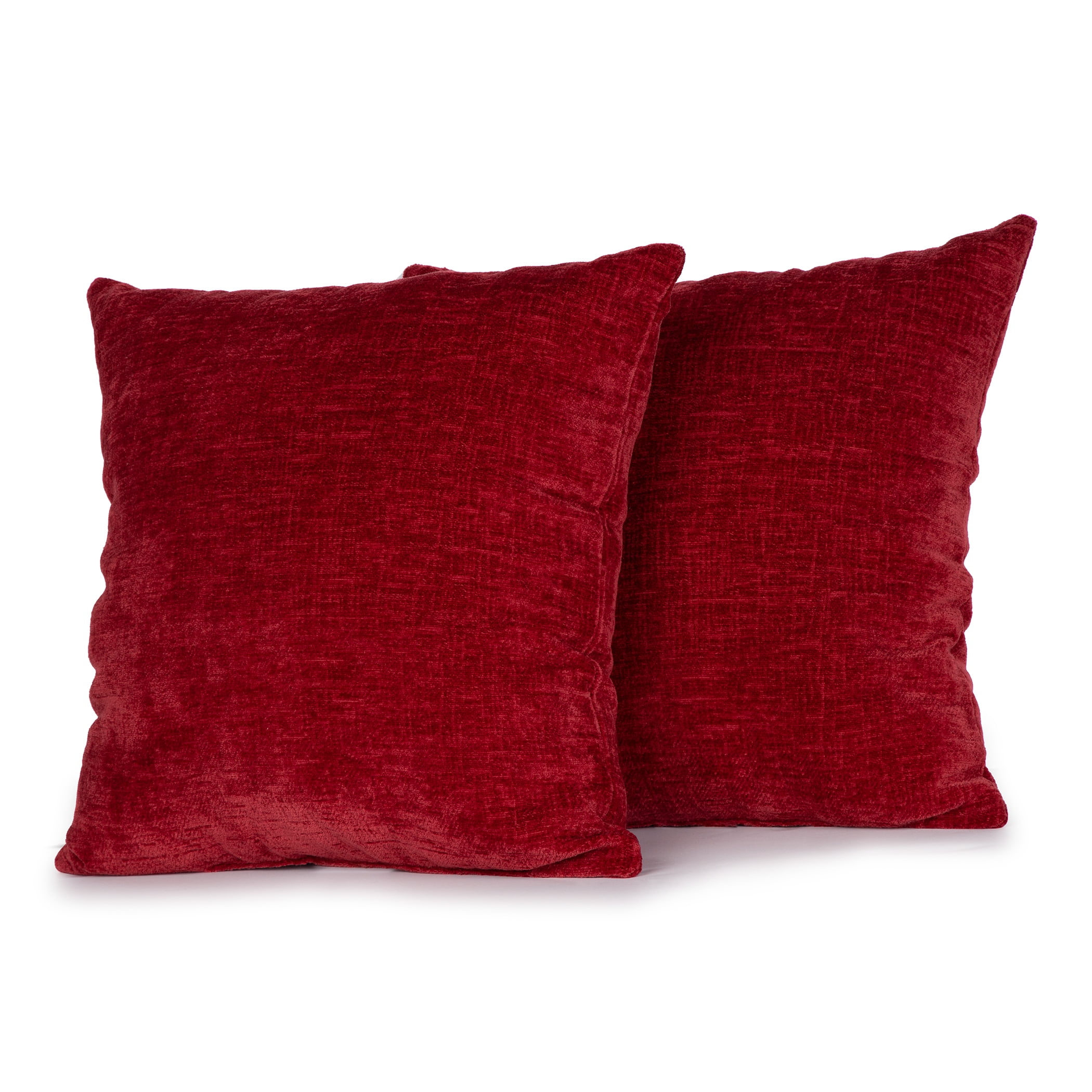 Mainstays Chenille Decorative Square Throw Pillow, 18" x 18", Red, 2 ...