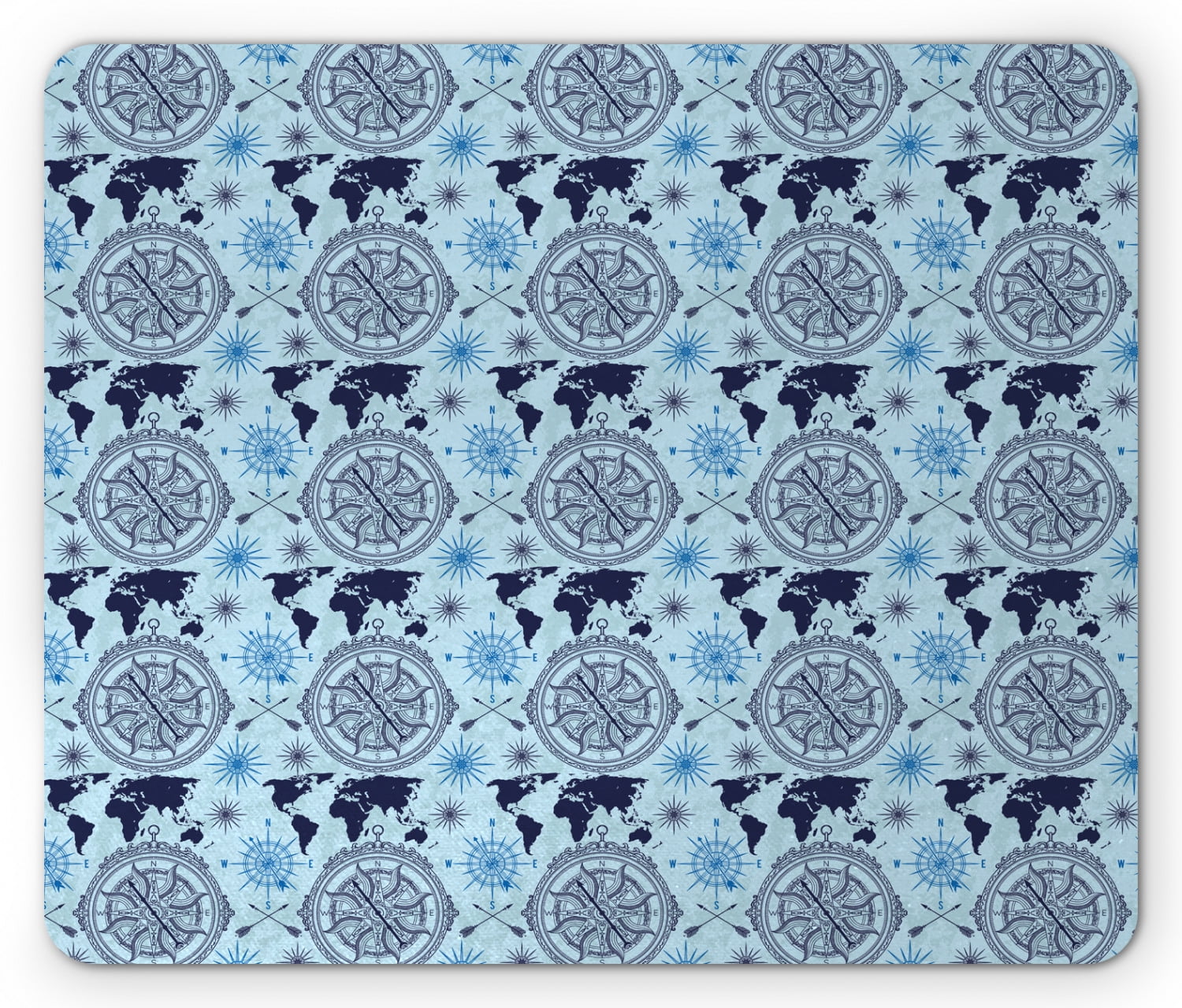 Compass Mouse Pad, World Map Pattern Vintage Inspirations Arrows and ...