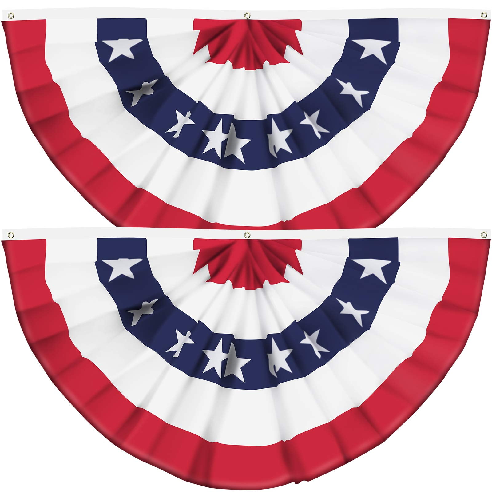Nacams 2 Pieces Usa Pleated Fan Flag American Us Bunting Flag Patriotic