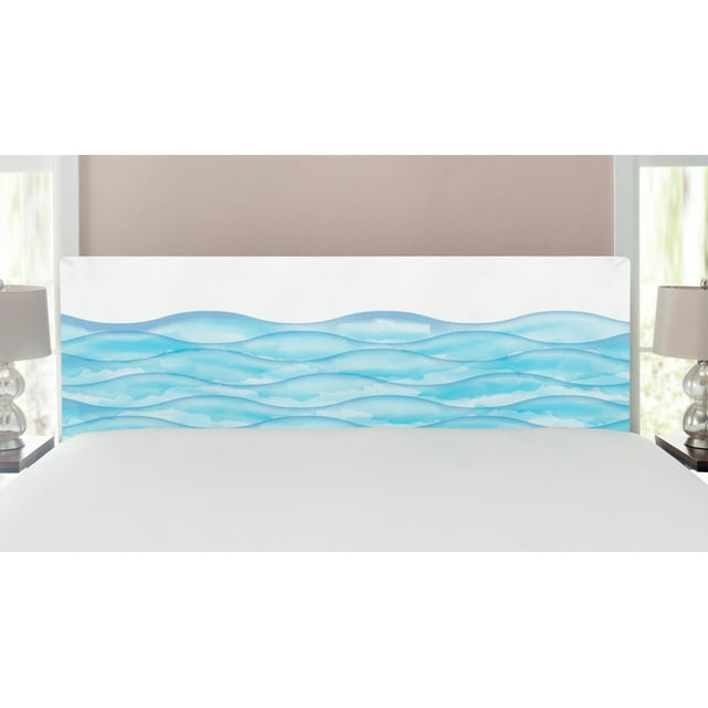 Ocean Headboard, Sea Waves Illustration Features Liquid Ocean Motion ...