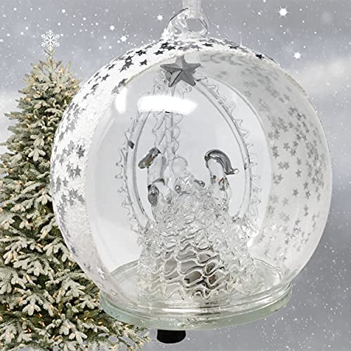 BANBERRY DESIGNS Holy Family Nativity LED Glass Globe Christmas Tree ...