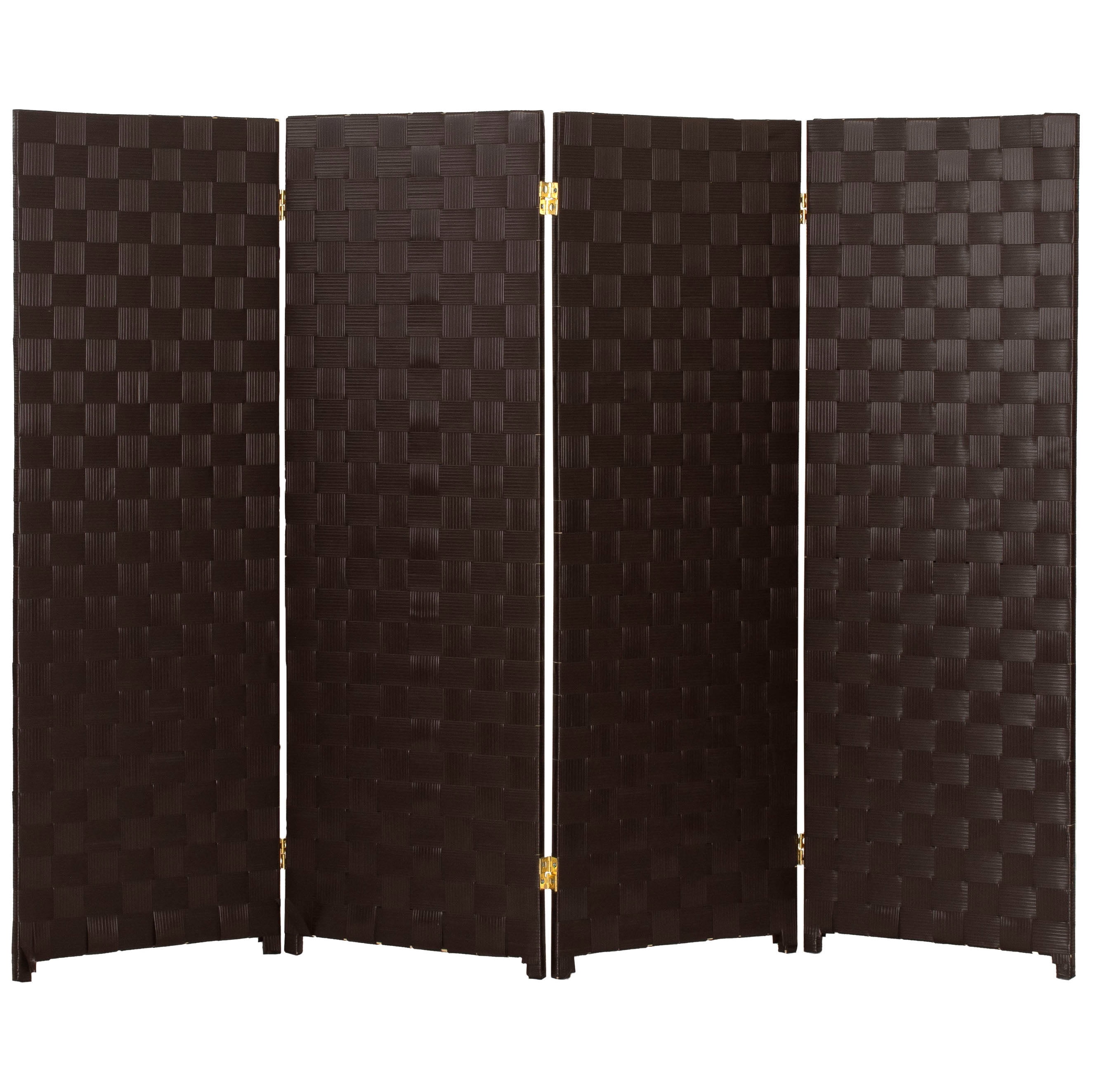 4 ft. Short Woven Fiber Outdoor All Weather Folding Screen - 4 Panel ...