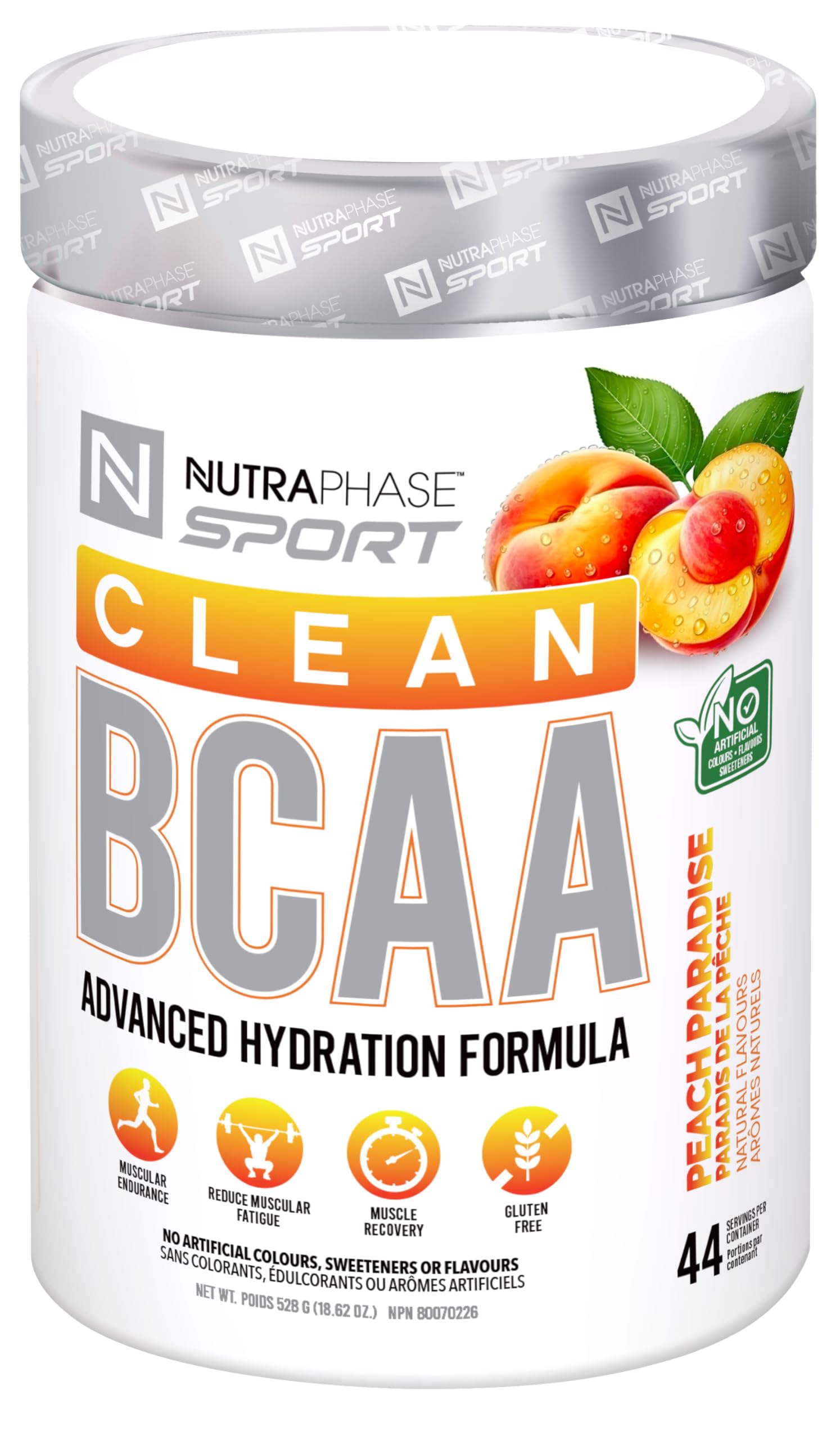 NutraPhase Clean BCAA, vegano, sin gluten, sabor melocot n agrio, 44 ...