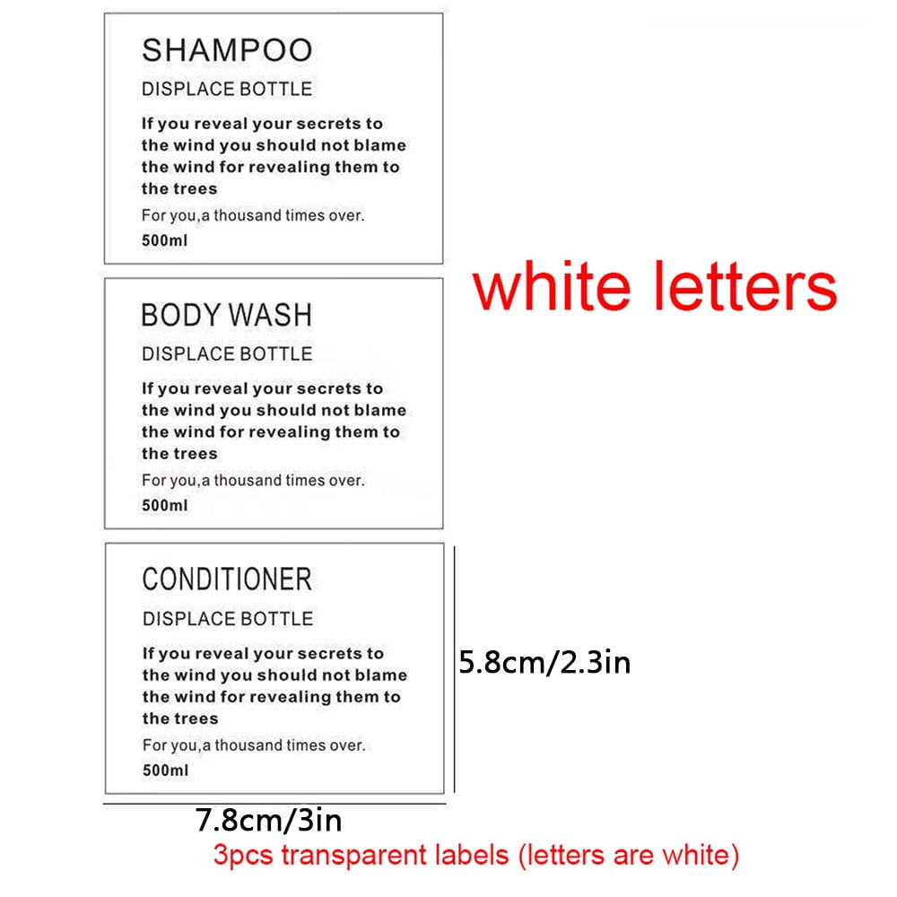 3PCS Transparent Waterproof Labels for Bottles, Shampoo and Conditioner ...