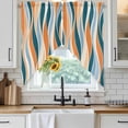 Abstract Curves Swag Curtain Valance for Windows, Retro Teal Orange ...