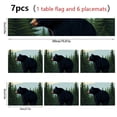 7 Piece Linen Table Runner and Placemats Set, Black Bear Wilderness ...
