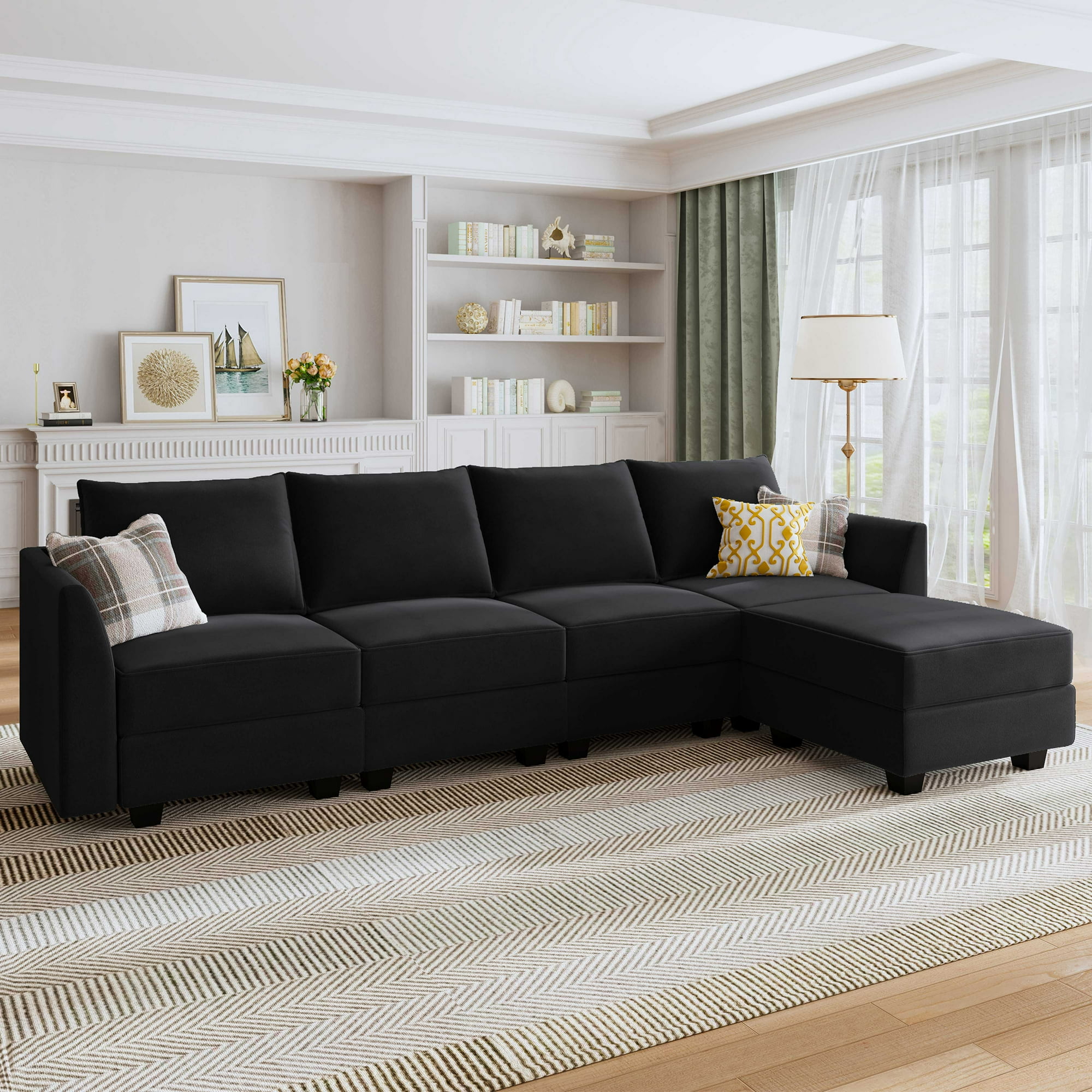 Click here for Honbay Modern Velvet Sectional Couch With Storage... prices
