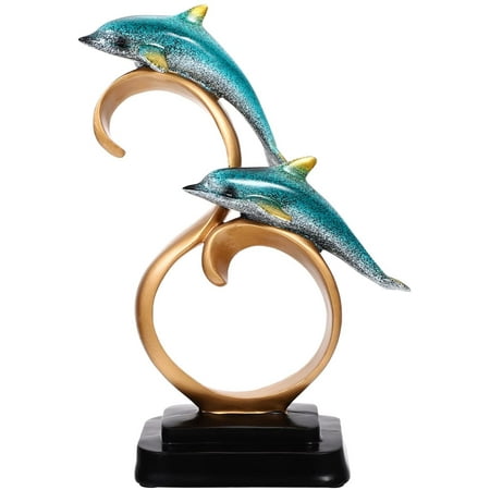 Jicidcha Dolphin Sculpture Resin Dolphin Figurines Sea Creature Statue ...