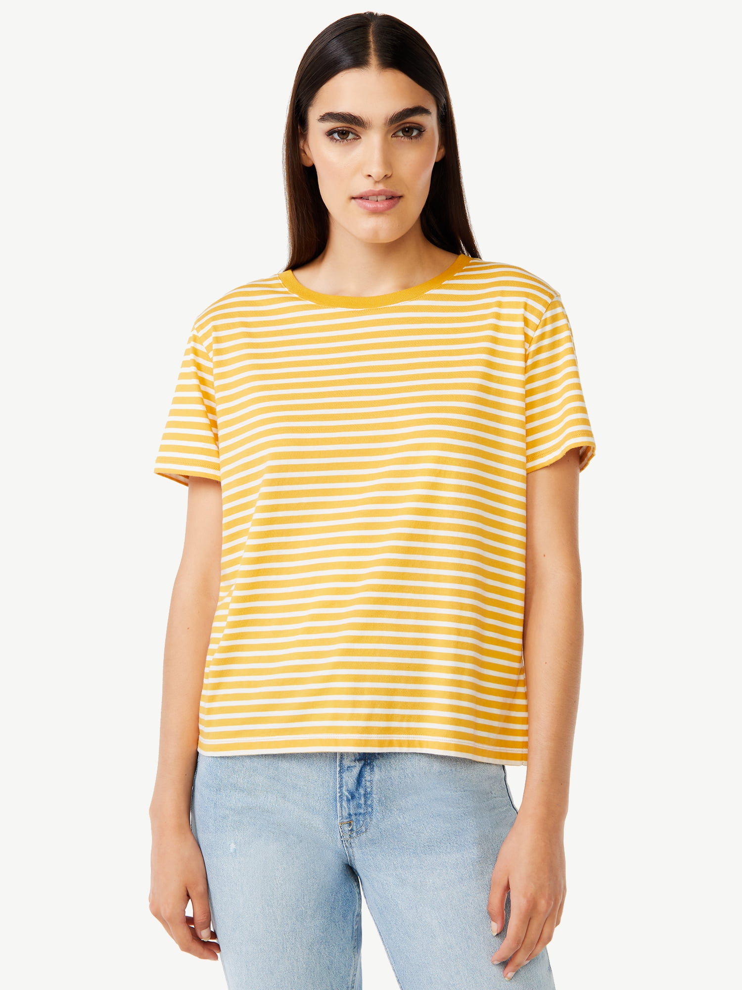 Free Assembly Women's Crop Box Tee with Short Sleeves, Sizes XS-XXXL ...