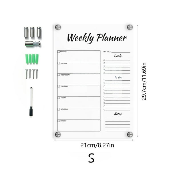 Reusable Calendar Whiteboard Weekly Planner Acrylic Dry Erase Calendar ...