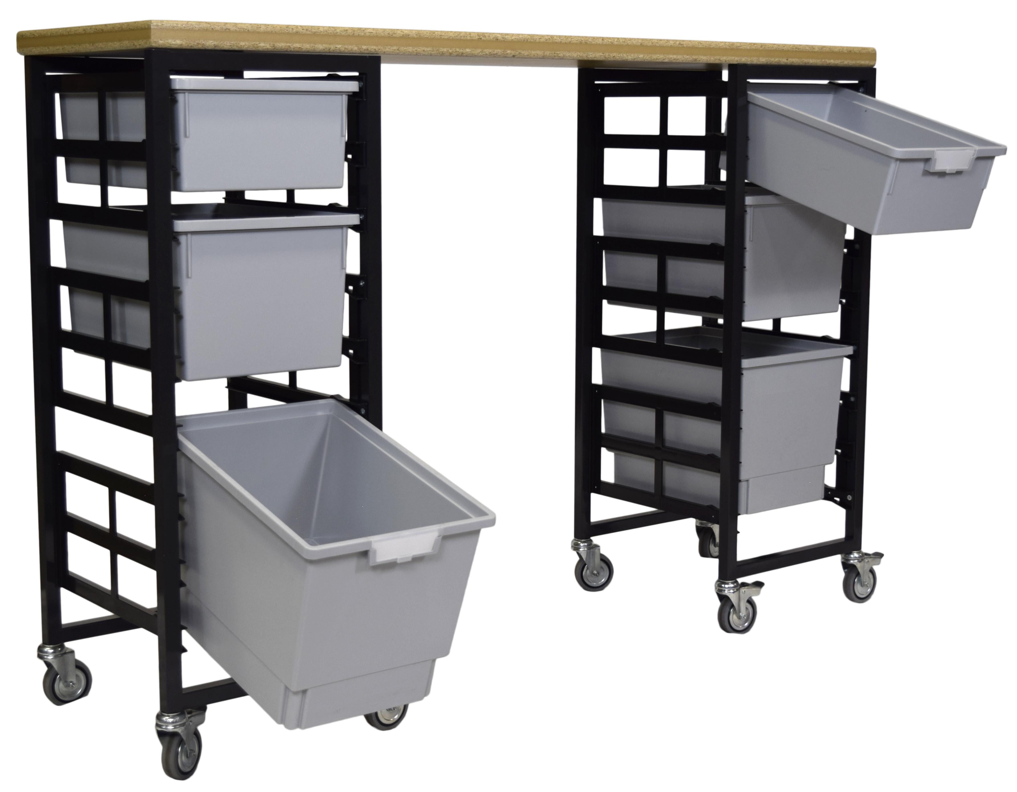 Mobile Workbench Storage Station w/Wood Top -9 StorSystem Trays-Red ...