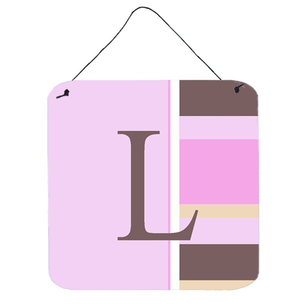Letter L Initial Monogram - Pink Stripes Wall or Door Hanging Prints ...