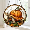 Autumn Pumpkin Turtle Stained Glass Style Window Suncatcher Hanging ...