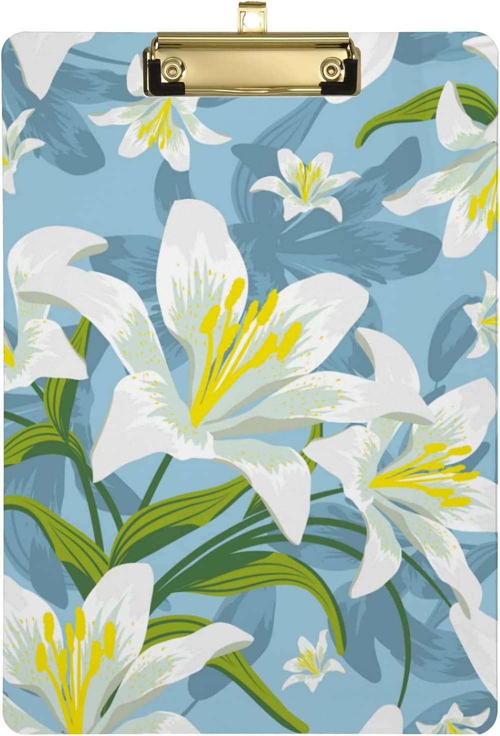 FMSHPON White Lily Flower Blue Clipboard Hardboard Wood Nursing Clip ...