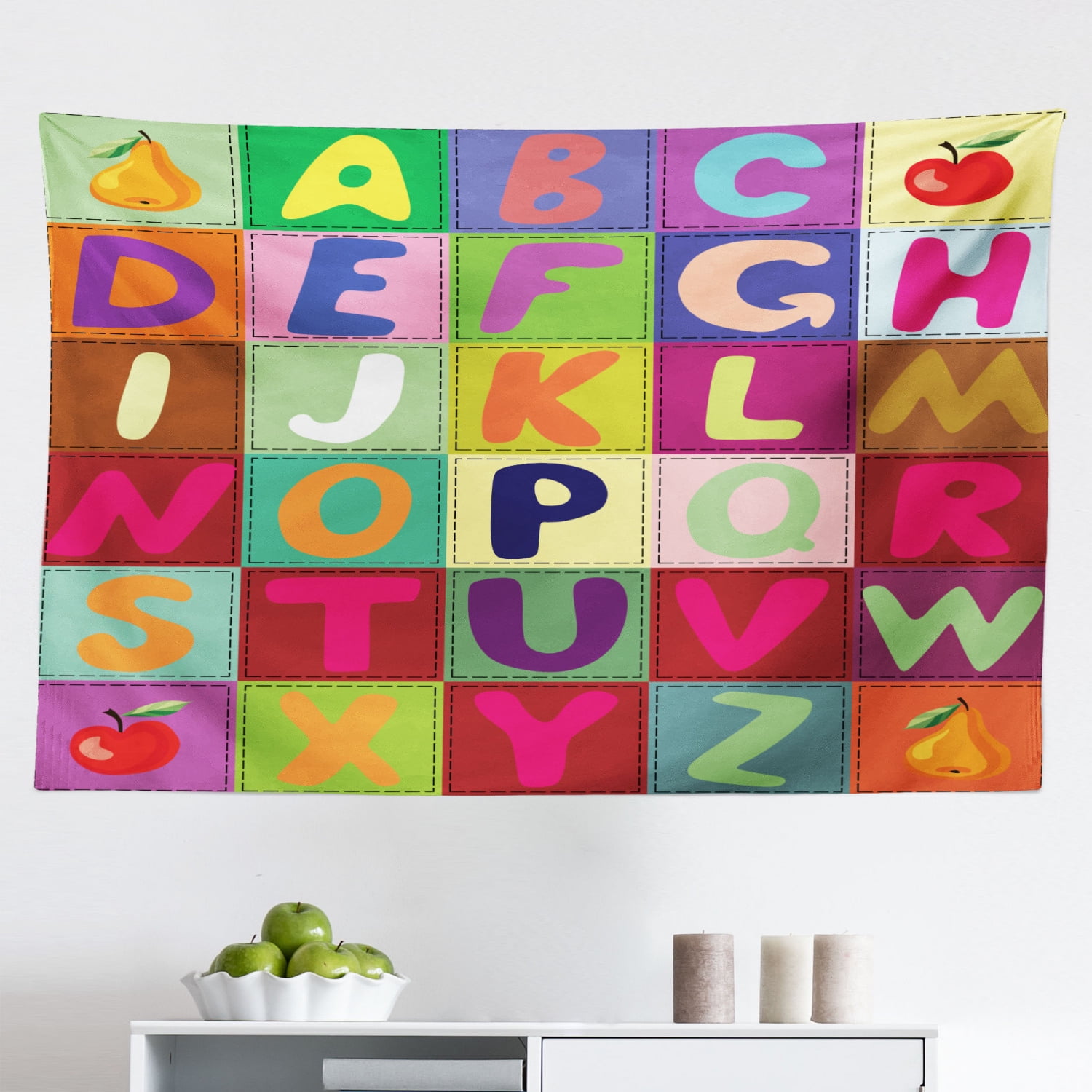 Alphabet Tapestry, Modern Design of Big Energetic ABC Silhouettes in a ...