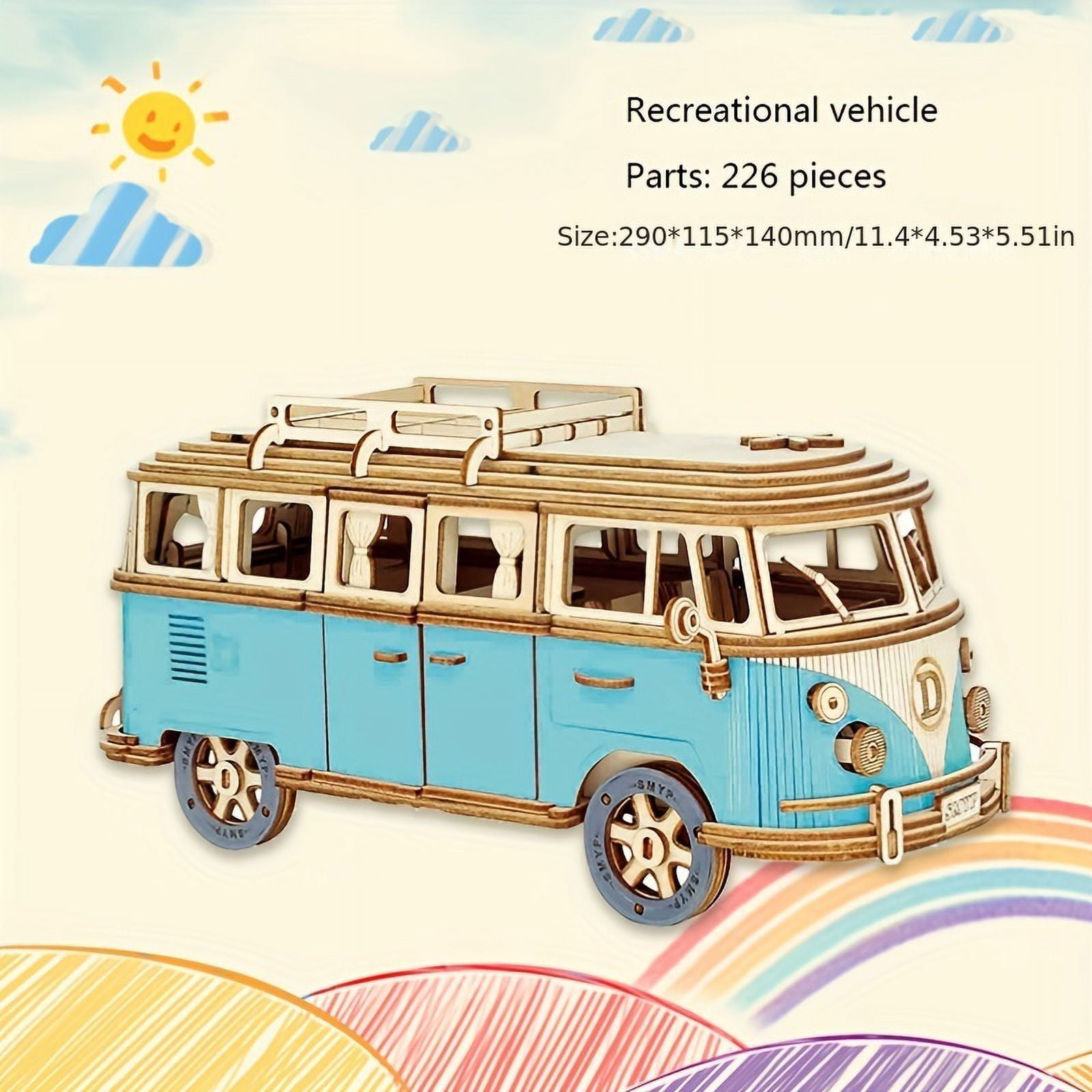 Click here for Grm Blue Wooden Puzzle Camping Car  Wooden Car Mod... prices