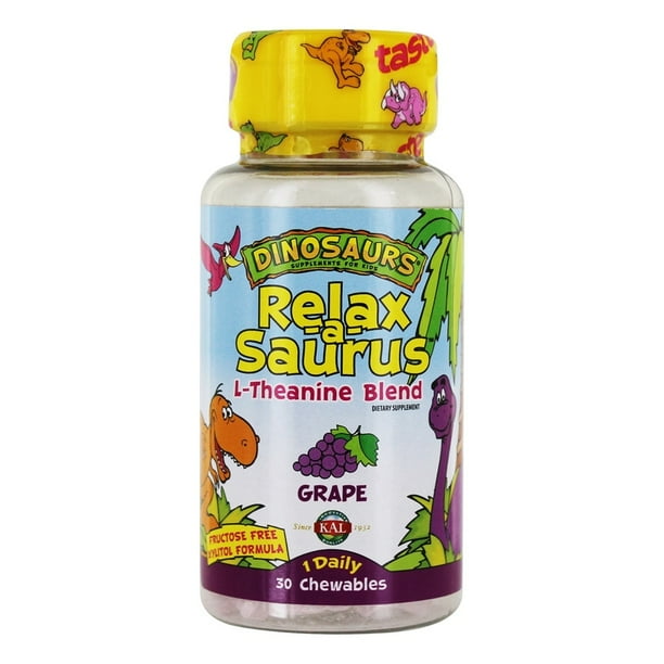 Kal - Dinosaurs Relax-A-Saurus L-Theanine Blend For Kids Grape - 30 ...