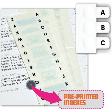 Redi-Tag-Pre-Printed Index Tabs, A to Z, Permanent Adhesive, 7/16 X 1 ...