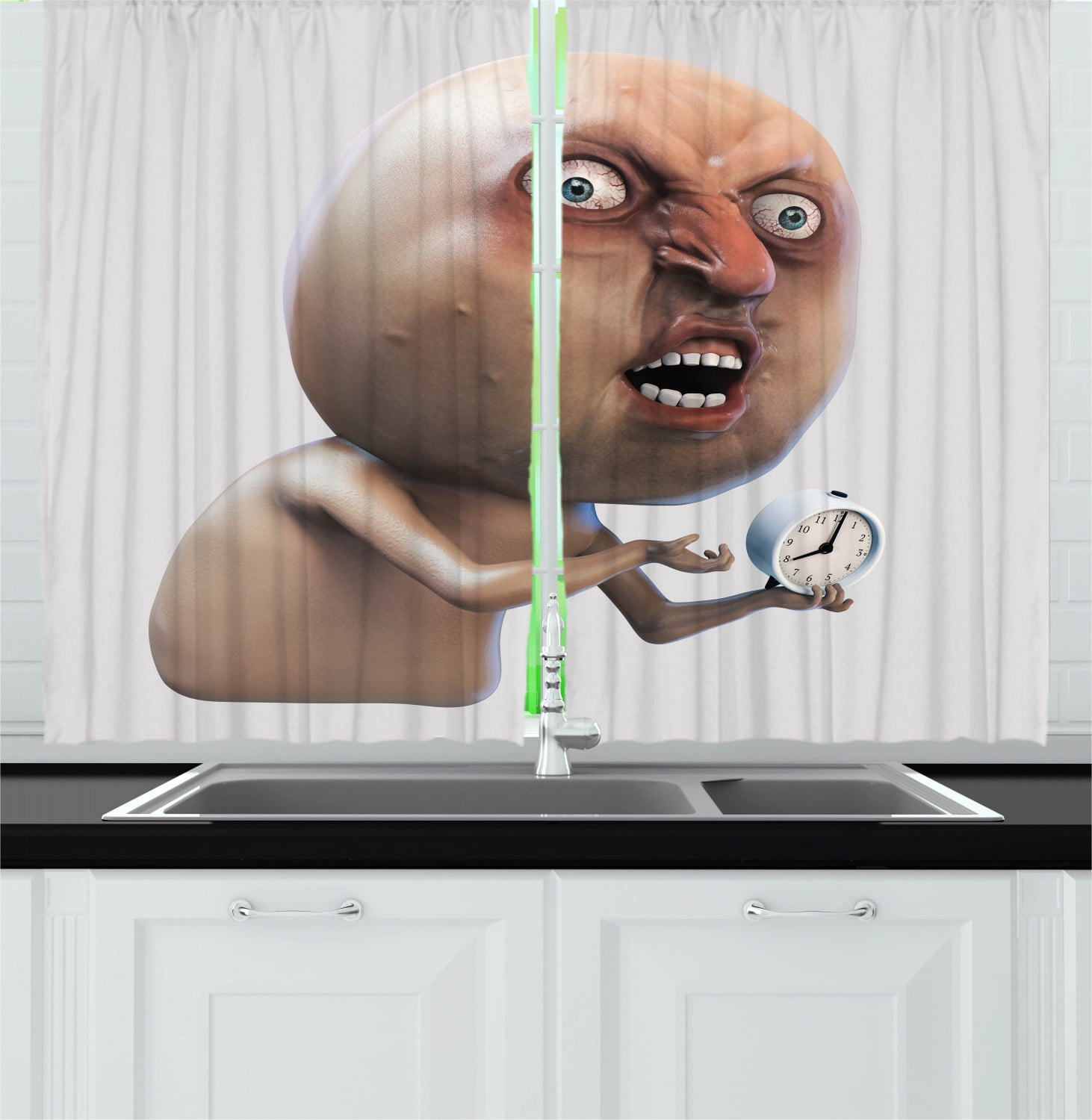 Humor Curtains 2 Panels Set, Why You No Wake Me Up Internet Meme with ...