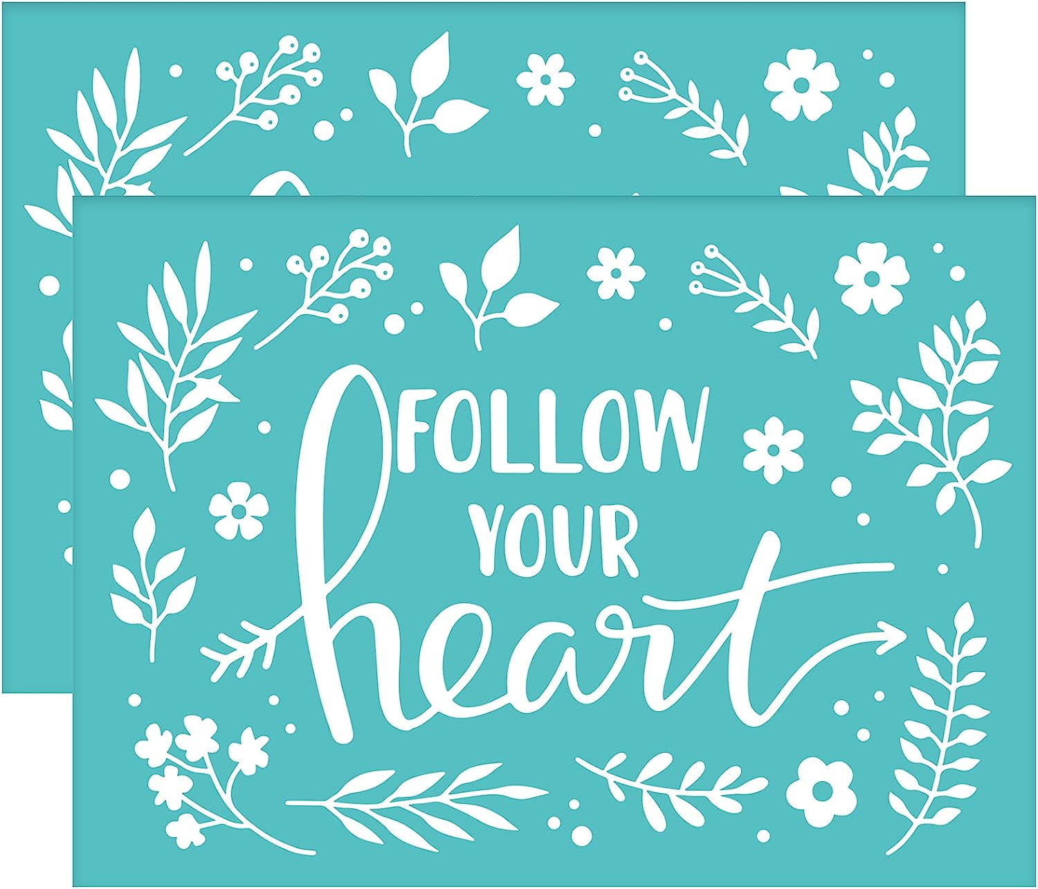 2Pcs Self-Adhesive Silk Screen Printing Stencil Follow Your Heart Silk ...