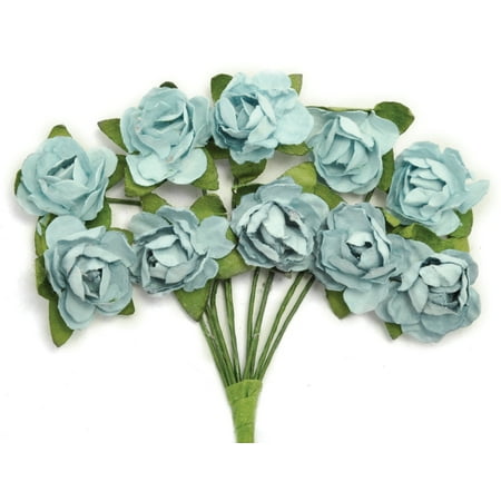 Kaisercraft Mini Paper Blooms Flowers W/Wire Stem 10/Pkg-Iceberg, .5 ...