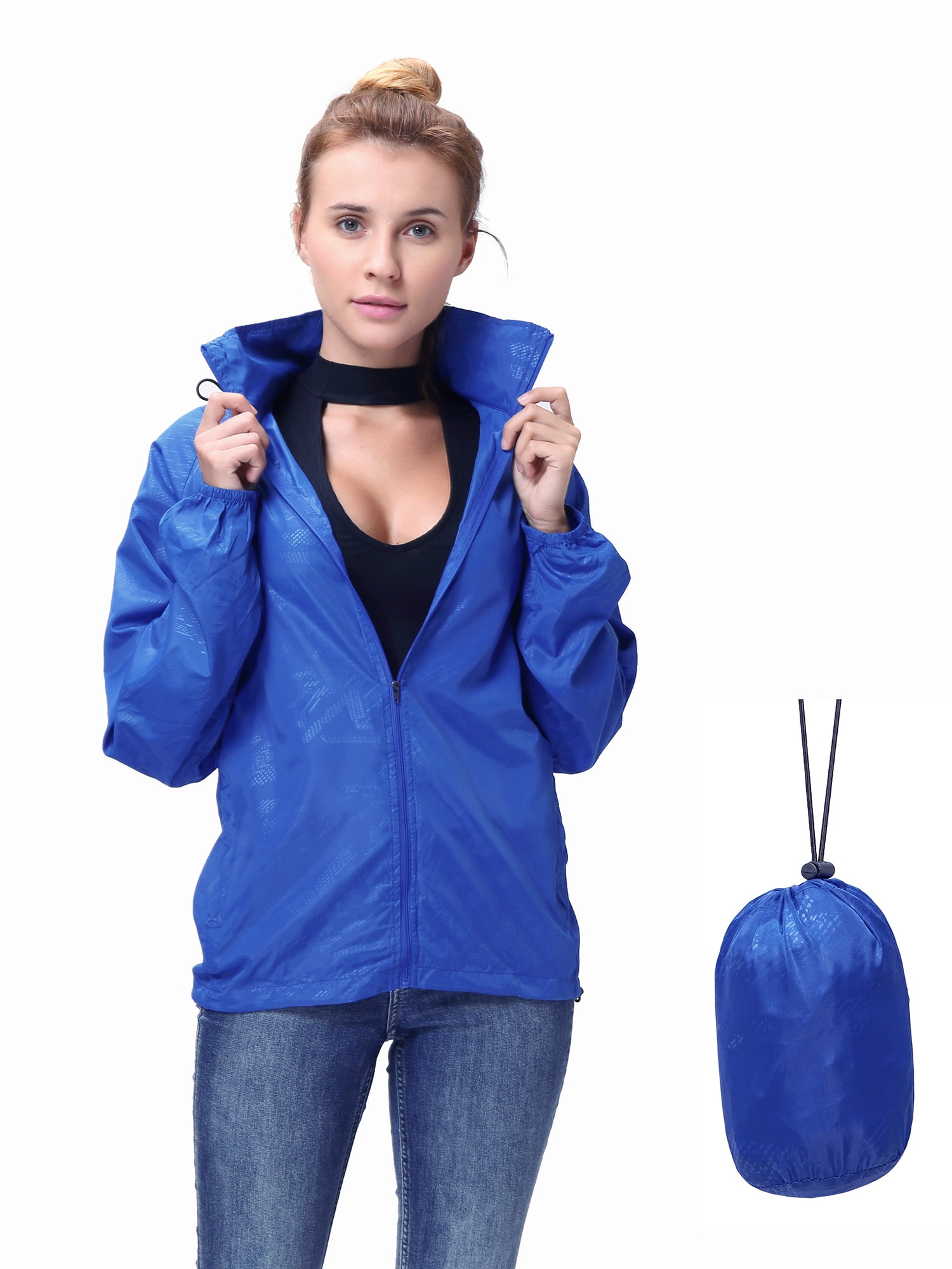 FANNYC Womens/Mens Hooded Windbreaker Packable Jacket Waterproof ...