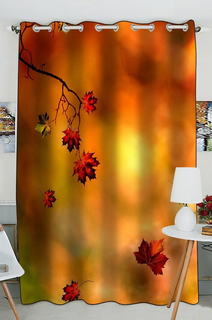 GCKG Autumn Maple Leaf Window Curtain Kitchen Curtain Window Drapes ...