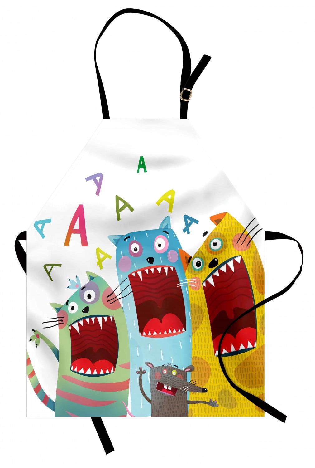 Cartoon Apron, Colorful Cats and Rat Singing Funny Animal Characters ...