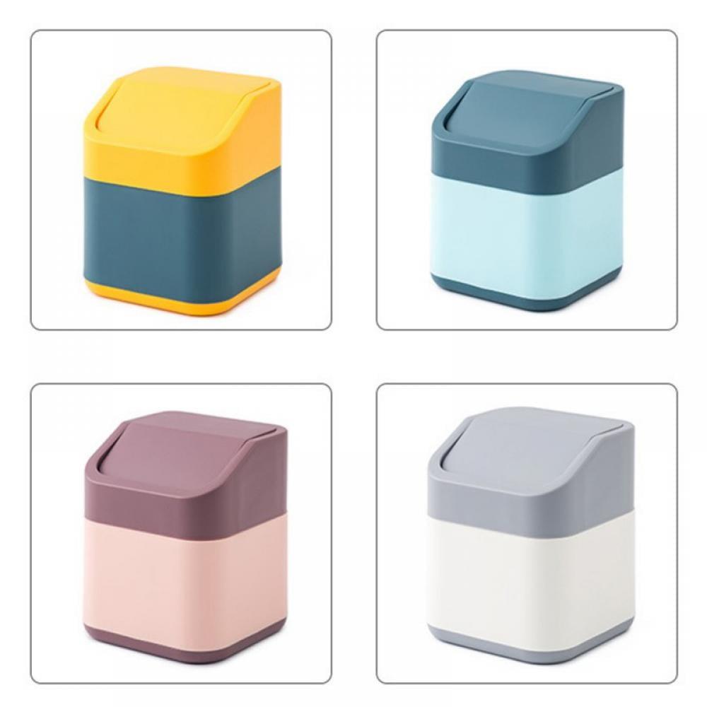 Desktop Mini Trash Can with Lid, Small Waste Recycle Bin Wastebasket ...