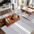 Abstract White Striped 8'x10' Area Rug for Living Room Sectional Sofa ...