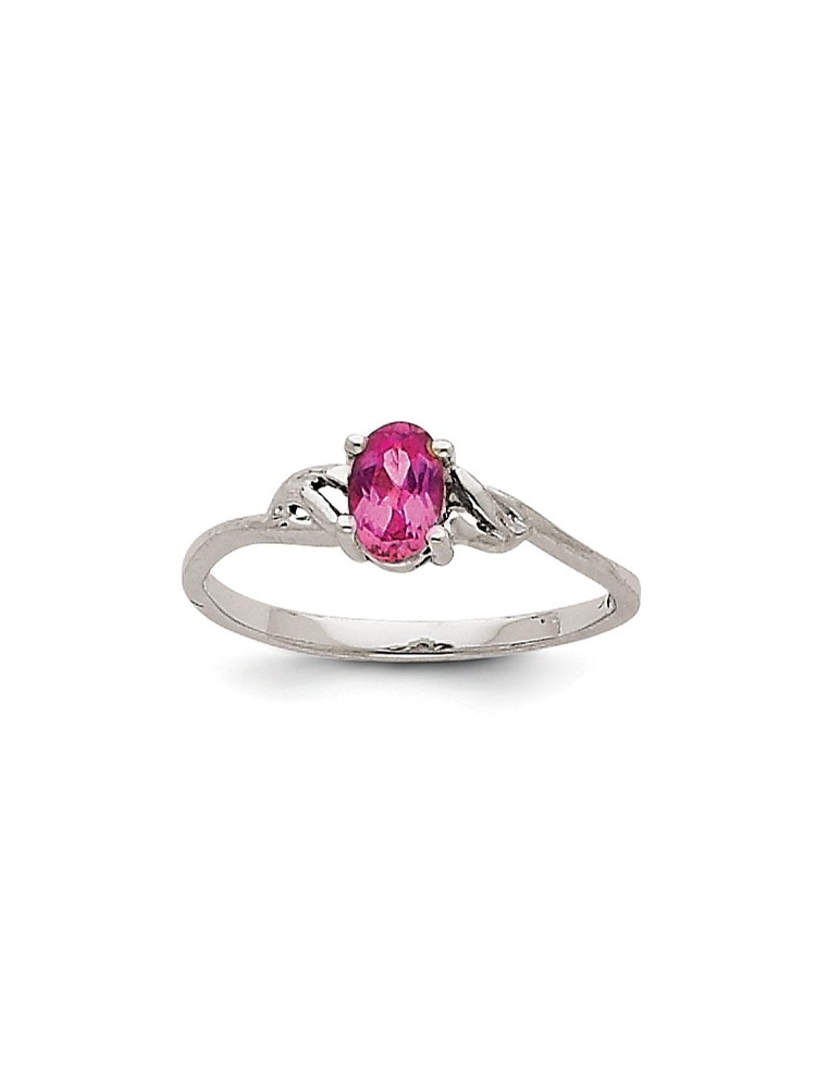 14K White Gold Pink Tourmaline Birth Month Ring Size-7 - Walmart.com