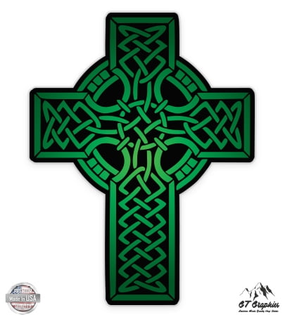 Green Celtic Cross - 3" Vinyl Sticker - For Car Laptop I-Pad Phone ...