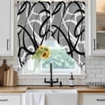 Abstract Wave Line Swag Curtain Valance for Window 2 Panels Black White ...