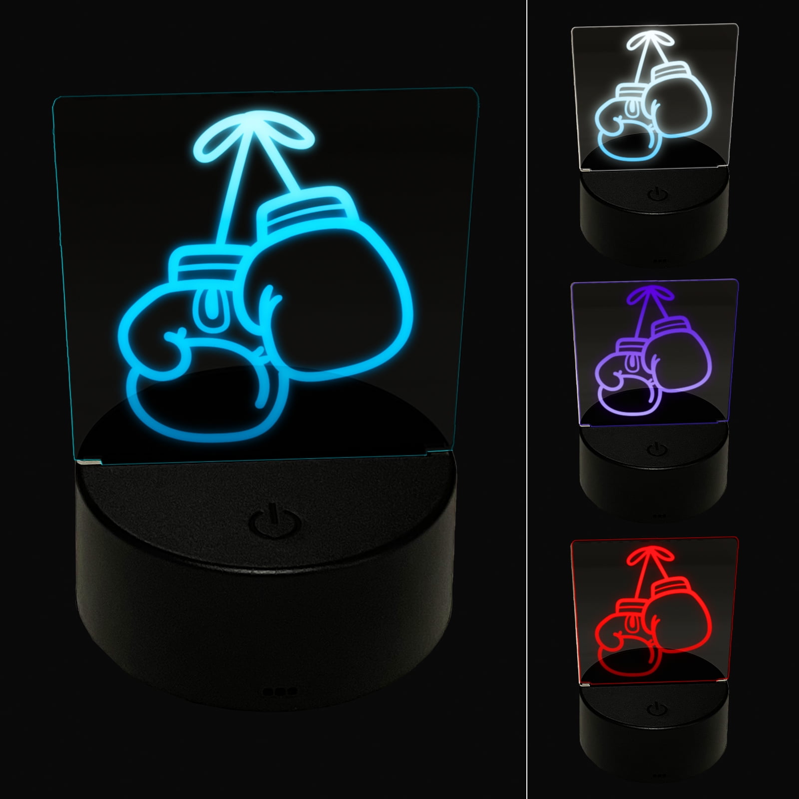 Boxing Gloves Hanging LED Night Light Sign 3D Illusion Desk Nightstand ...