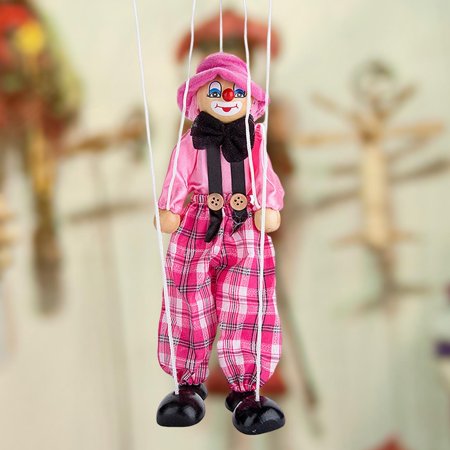 24cm String Puppet Doll Clown Doll Figurine Display Crafts Interactive ...