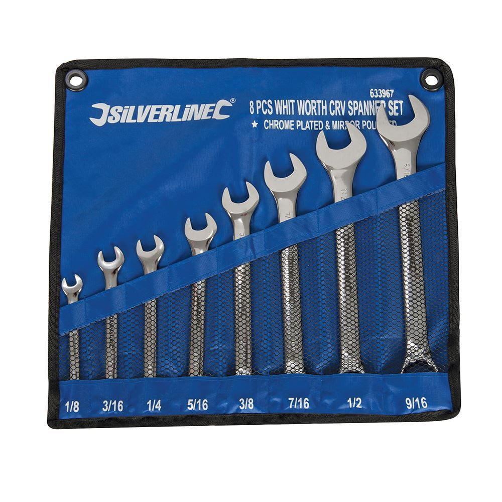 Silverline - Whitworth Spanner Set 8pce - 1/8 - 9/16" - Walmart.com