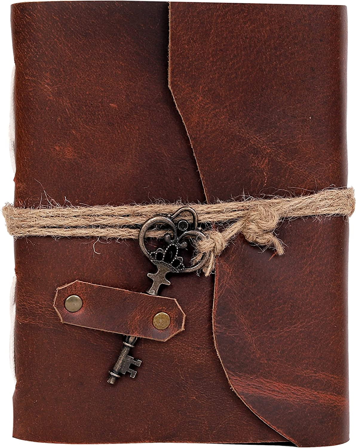 7" Vintage Leather Journal - Handmade Leather Bound journal with deckle ...