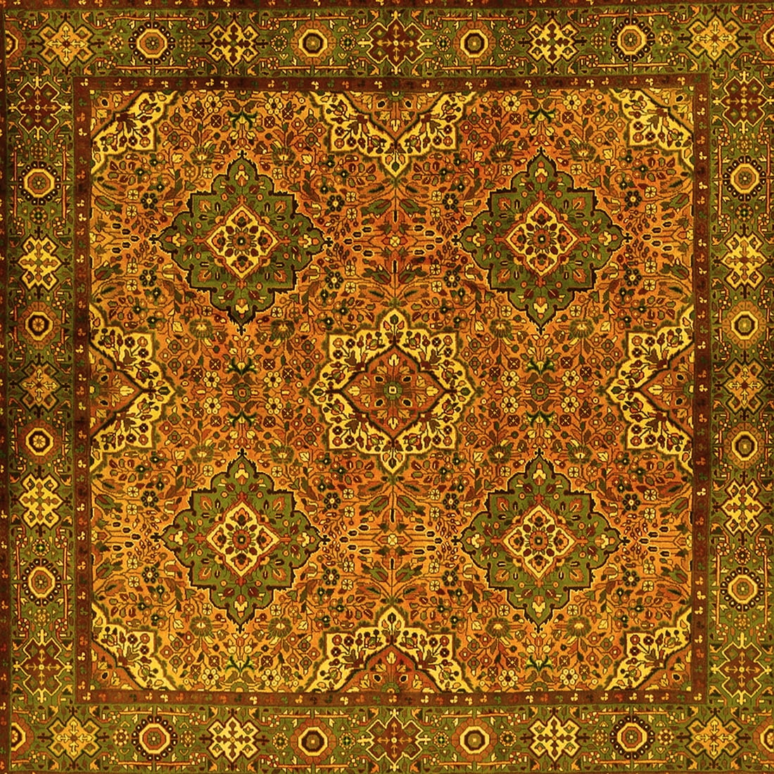 Ahgly Company Indoor Square Persian Yellow Traditional Area Rugs, 6 ...
