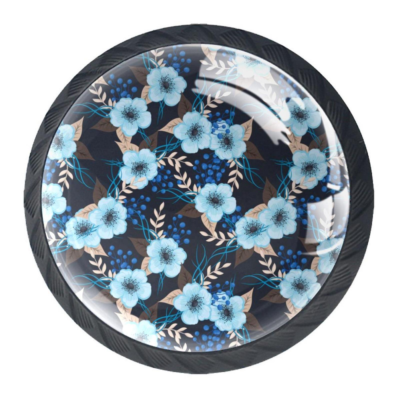 4 Pcs Blooming Floral Leaves Knobs for Kitchen Cabinet Cupboard Dresser ...