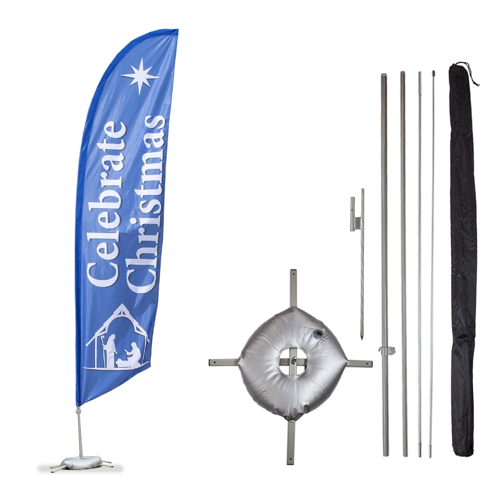 Vispronet Celebrate Christmas Feather Flag Kits - 13.5ft Flag, Complete ...