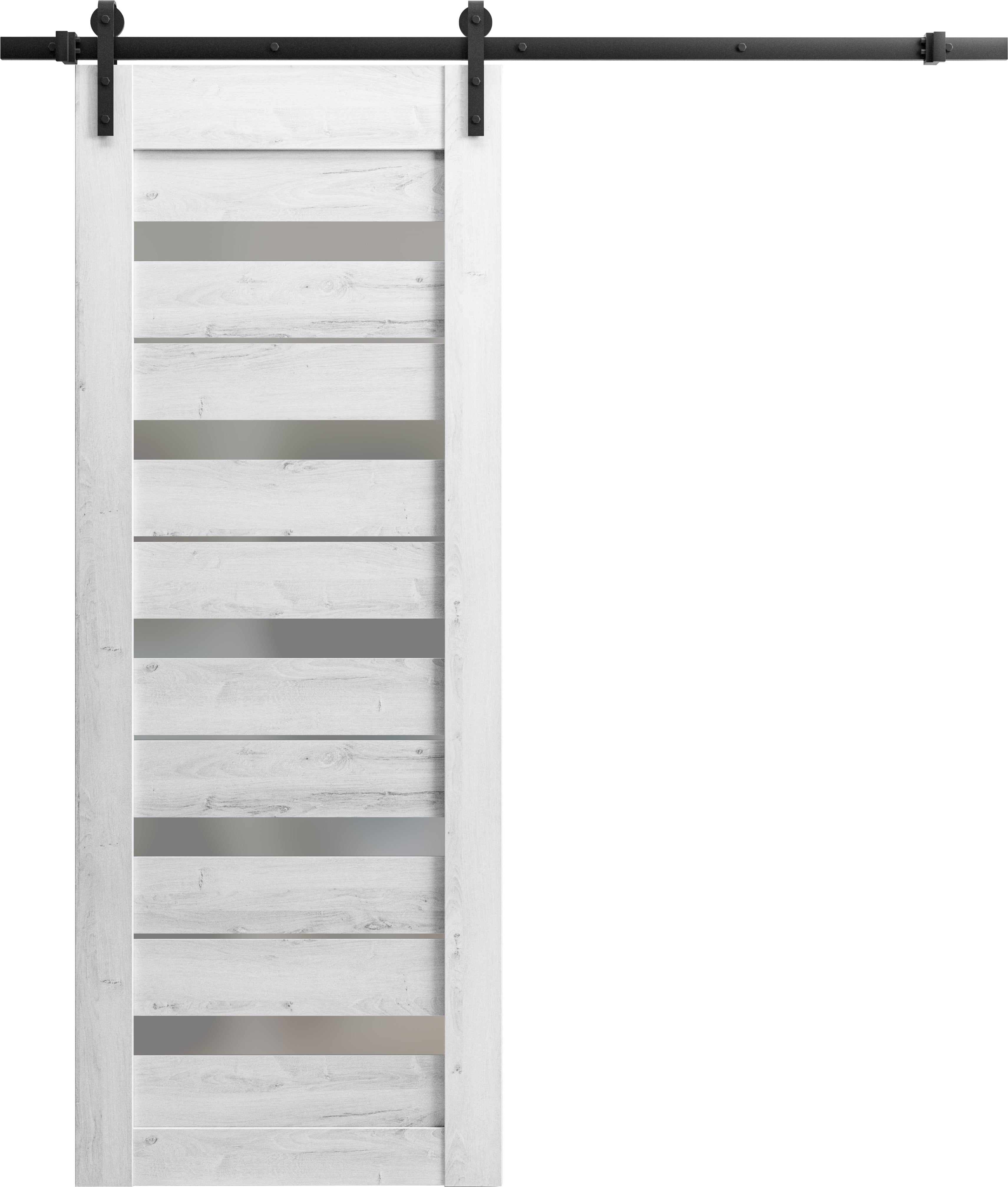 Slab Barn Door Panel 24 x 84 inches | Lucia 2166 Matte Black Clear ...