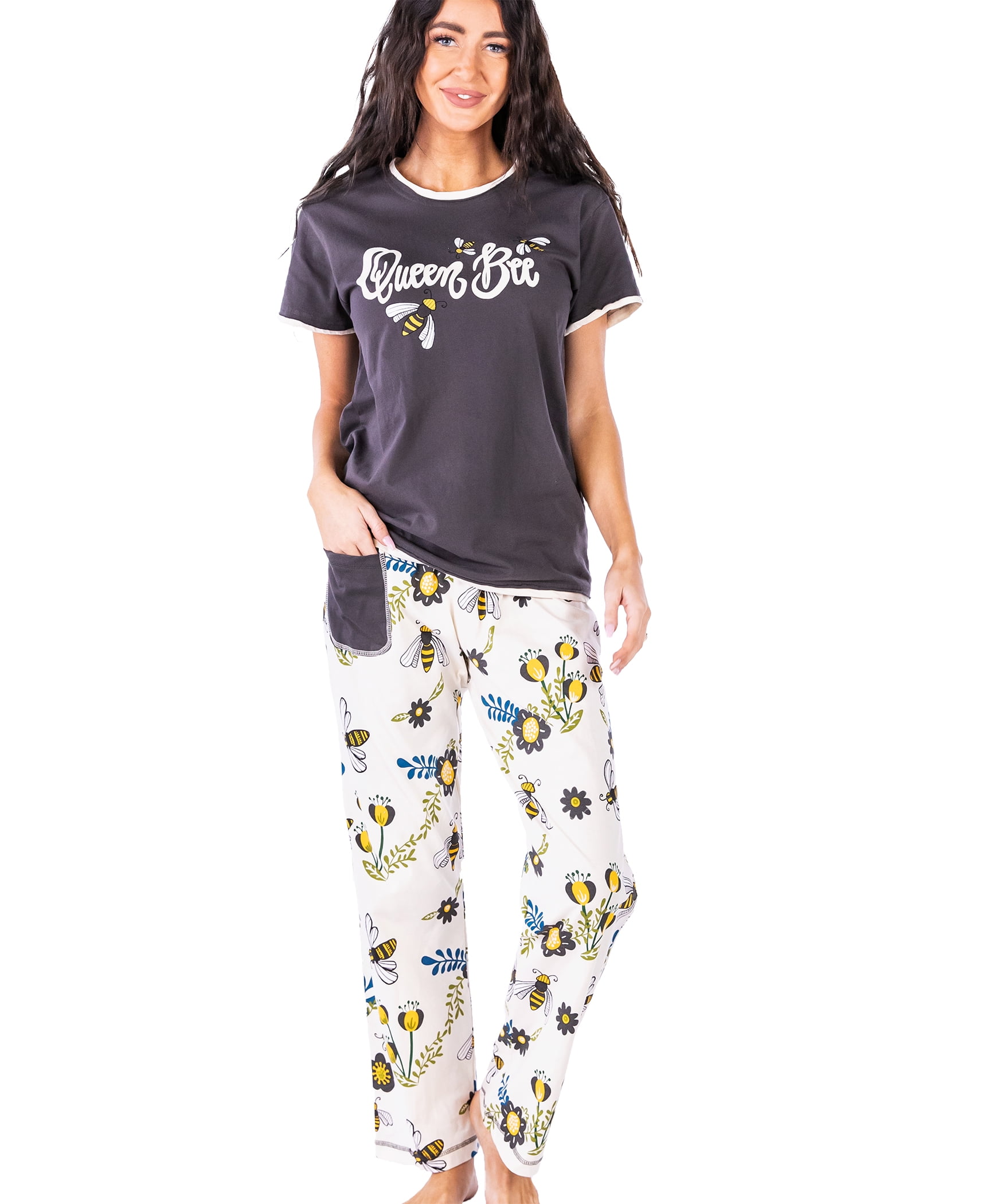Lazy One Women's Pajama Set, Short Sleeves with Cute Prints, Relaxed ...