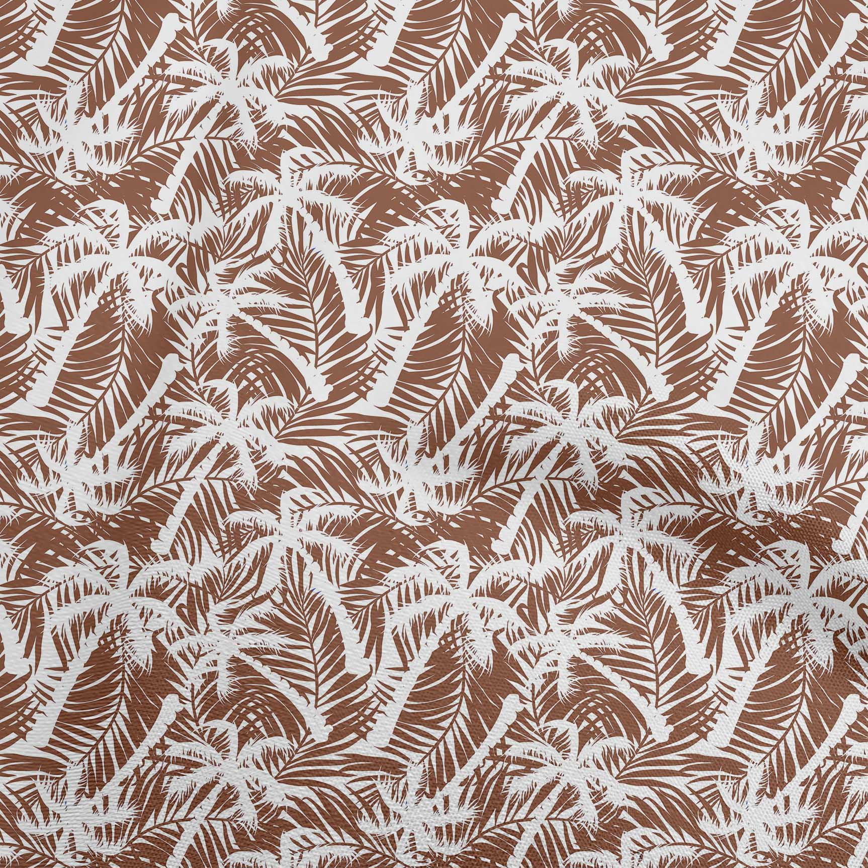 oneOone Cotton Silk Brown Fabric Tropical Palm Tree Fabric For Sewing ...