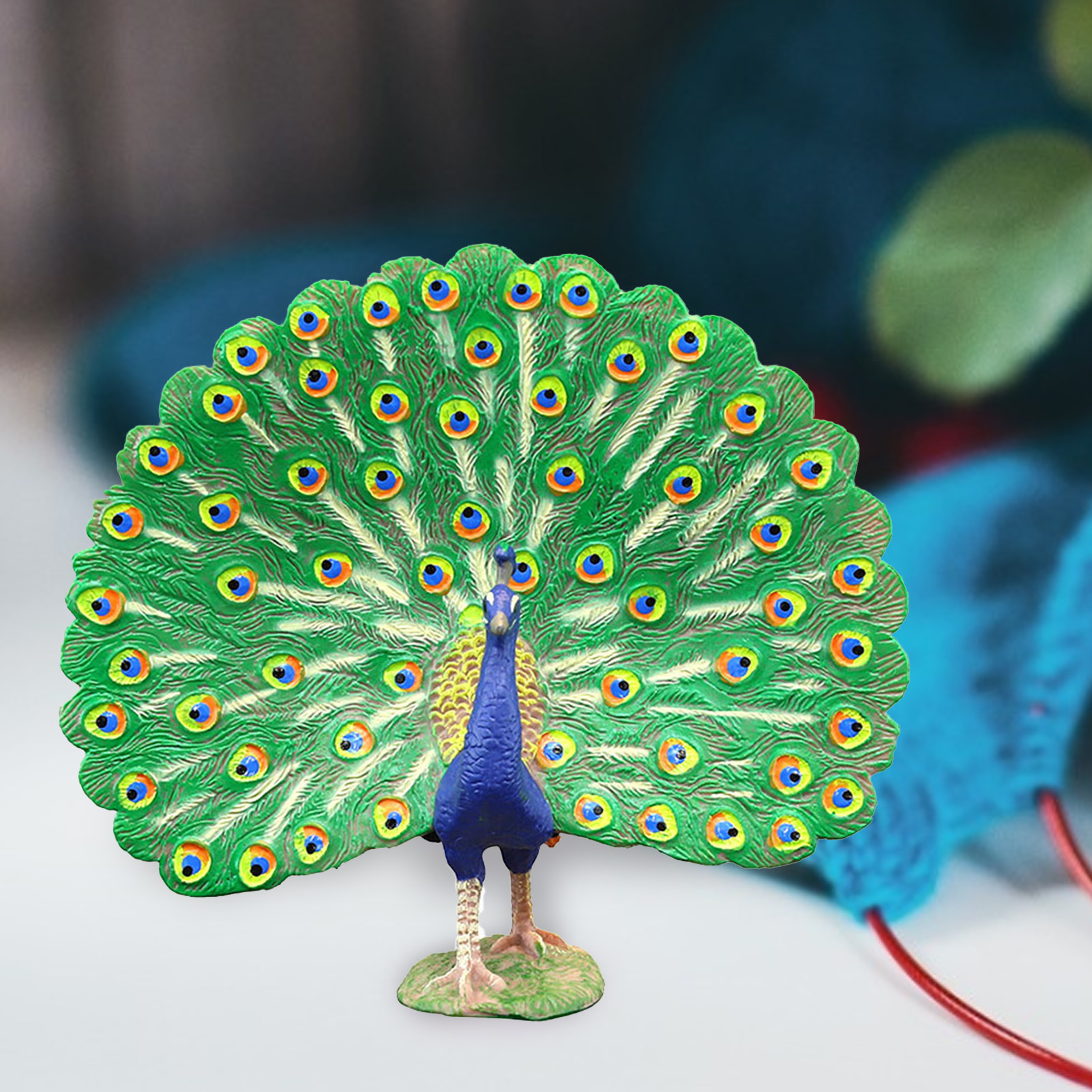 Cheers.US Lovely Peacock Figurine Life Peacock Toy Figure – Painted ...