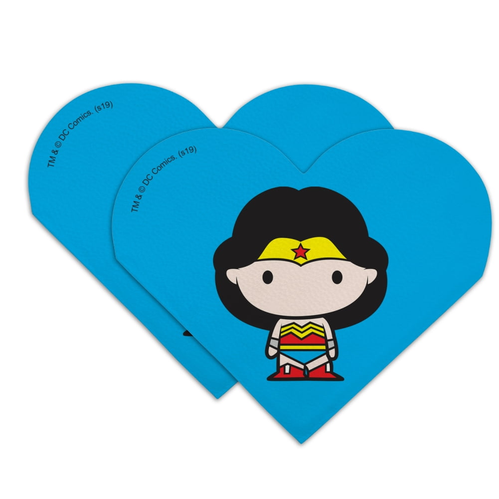 Wonder Woman Cute Chibi Character Heart Faux Leather Bookmark - Set of ...