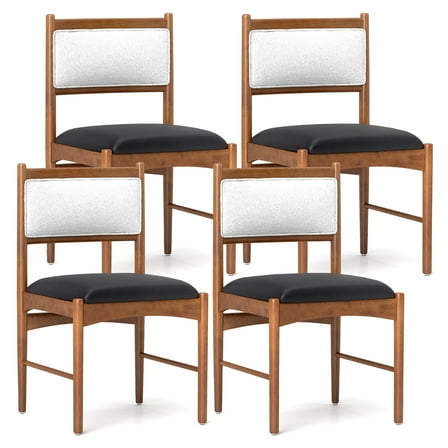 Gymax Wooden Dining Chair Set of 4 Kitchen Side Chairs w/ Rubber Wood ...