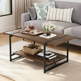 Zzistar Rectangle Coffee Table, Steel Frame Wood Central Table with 2 ...