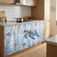 Blue Sea Turtle Cabinet Curtain, Nautical Coastal Starfish Shell Bubble ...