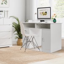 Ktaxon White Stable Gaming Computer Desk with 3 Drawers, Additional ...